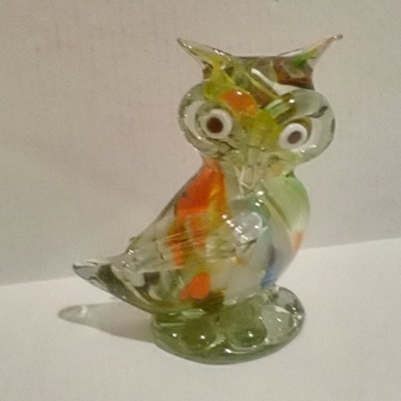 Vintage | Art | Vintage Hand Blown Murano Style Art Glass Owl Figurine ...